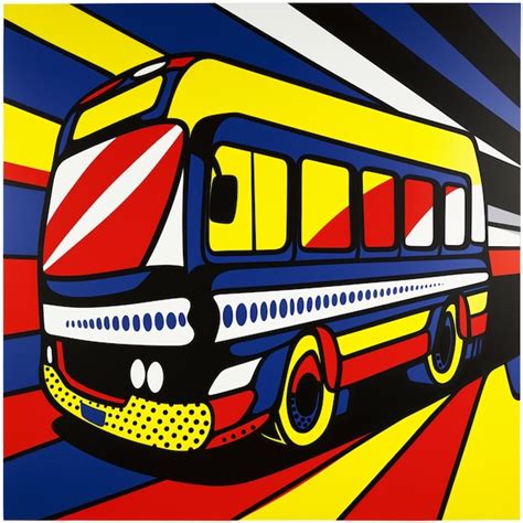 Premium Photo Brightly Colored Bus With Stripes And A Red Generative Ai