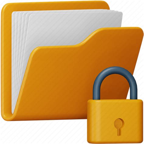 folder lock file document data private security 3d illustration