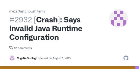 [crash] says invalid java runtime configuration · issue 2932 · mezz