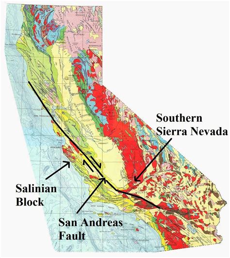California Geologic Map Locating San Andreas Fault
