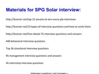 Spg Solar Interview Questions And Answers PPT