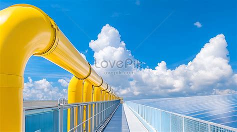 파이프와 푸른 하늘과 흰 구름 배경 사진 및 창의적인 일러스트 무료 다운로드 Lovepik