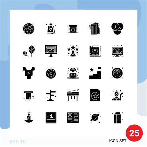 Pictogram Set of 25 Simple Solid Glyphs of internet smart city product release technology ...