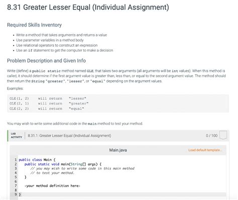 Solved 8.31 Greater Lesser Equal (Individual Assignment) | Chegg.com