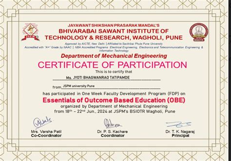 Jyoti Tatipamde On Linkedin Fdp On Essentials Of Outcome Based