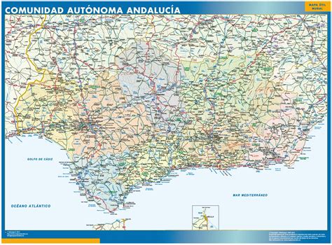Wall Map Of De Andalucia Wall Maps Of The World By Netmaps Uk
