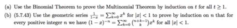 Solved A Use The Binomial Theorem To Prove The Multinomial Chegg