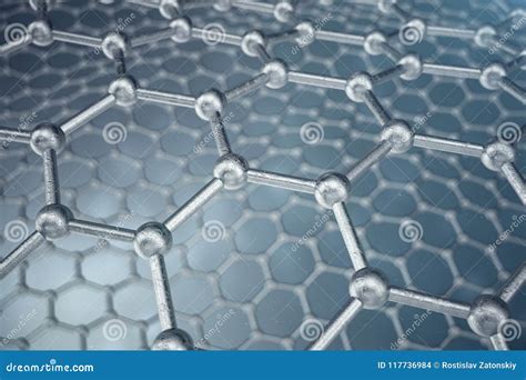 3d Rendering Abstract Nanotechnology Hexagonal Geometric Form Close Up Concept Graphene Atomic