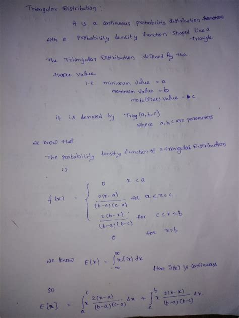 Determine The Variance Vx Of The Triangular Distribution Wizedu