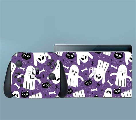 Ghost Pattern Switch Skin Purple Switch Skin Cat Switch Oled Etsy