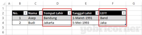 Rumus Left Pada Excel