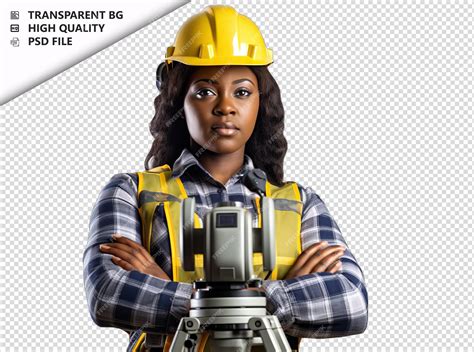 Premium Psd Black Woman Engineer On White Background White Isolated B