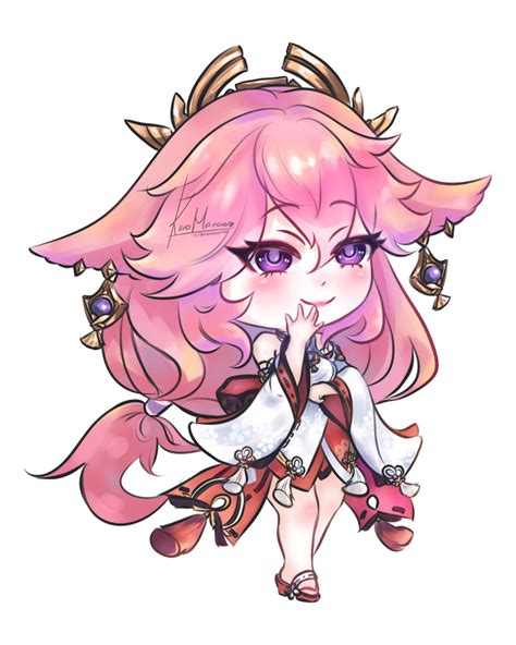 Yae Miko Cute Chibi By Me R Genshin Impact