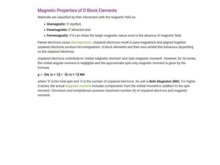 D Block Elements PPTX Chemistry Science D Block Elements PPTX Chemistry Science