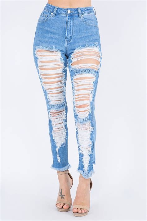 Women S Heavily Distressed Skinny Jeans Artofit