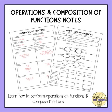 Operations And Composition Of Functions Guided Notes For Algebra 2 Made By Teachers