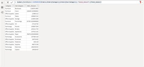 how to summarize multiple tables in dax grionic