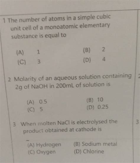 The Number Of Atoms In A Simple Cubic Unit Cell Of A Monoatomic Element
