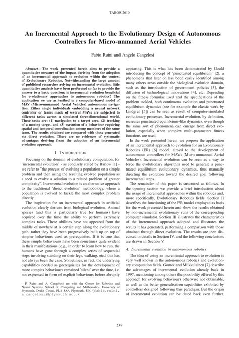 Pdf An Incremental Approach To The Evolutionary Design Of Autonomous Controllers For Micro