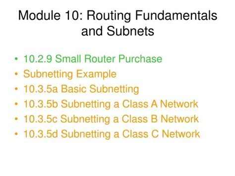 ppt module 10 routing fundamentals and subnets powerpoint