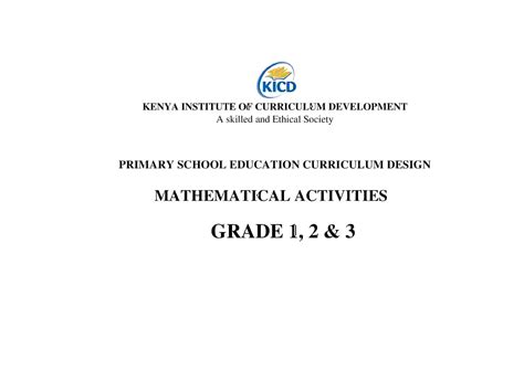 Grade 1 2 And 3 Mathematical Activities Curriculum Design Elimplex