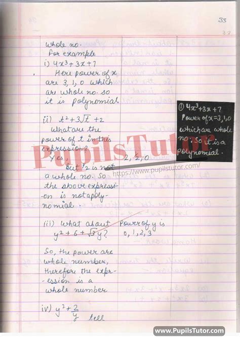 Polynomials Lesson Plan For Mathematics And B Ed Nd Year