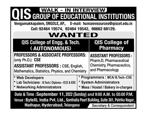 Qis Walkin Interview Hyderabad 11092022 Facultyplus