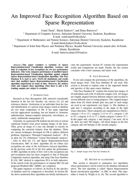 An Improved Face Recognition Algorithm Based On Src Pdf Matrix