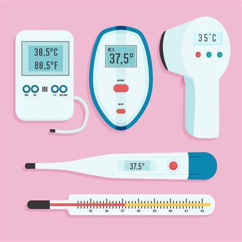 Flat Design Thermometer Types Collection