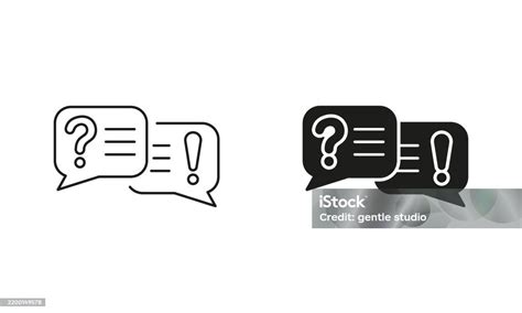 Faq 기호 대화 상자 기호 고객 지원 채팅 픽토그램 물음표와 느낌표가 있는 말풍선 선과 실루엣 아이콘 세트 편집 가능한 획