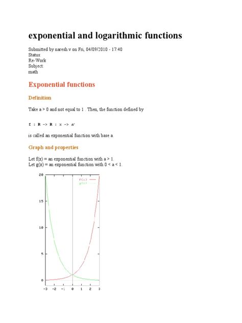 exponential and logarithmic functions pdf logarithm exponentiation