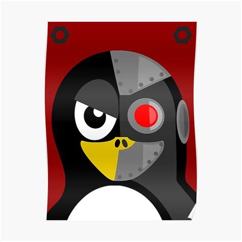 Robot Pinguin Devil Pinguin Poster For Sale By Cryptoart99 Redbubble