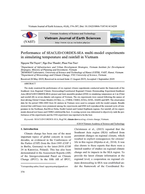 Performance Of Seaclid Cordex Sea Multi Pdf