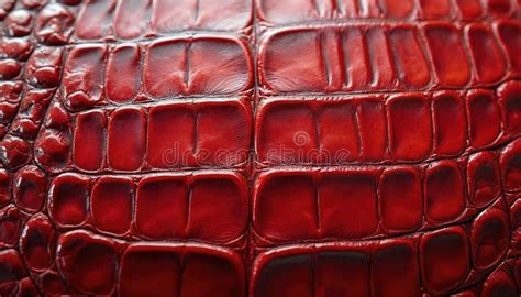 Red Crocodile Leather Texture Detailed Reptile Pattern Luxury Fashion