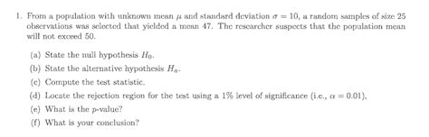 solved from a population with unknown mean μ and standard