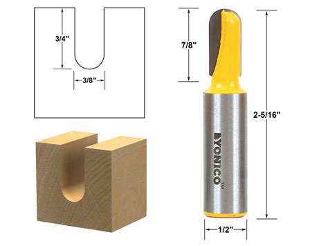 316 Radius 38 Diameter Core Box Router Bit 12 Shank Yonico