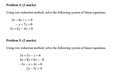 Solved Problem 4 2 Marks Using Row Reduction Method