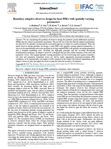 Boundary Adaptive Observer Design For Heat Pdes With Spati 2023