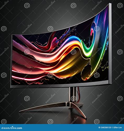 gaming curved display thin line icon computer curved monitor vector