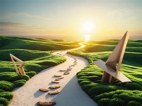 A Winding Pathway Leading Towards A Bright Horizon Stock Illustration