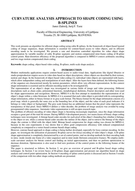 Pdf Curvature Analysis Approach To Shape Coding Using B Splines