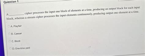 Solved Question 1a ﻿cipher Processes The Input One Block