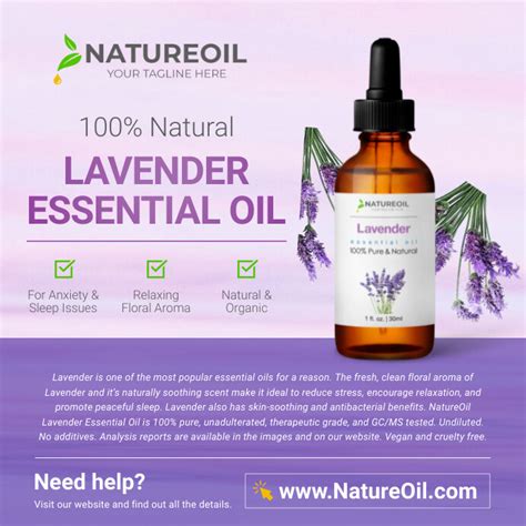 Lavendar Esstential Oil Ad Template Postermywall