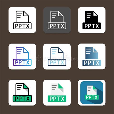 Set Pptx Icons File Format Suitable For Applications And Dashboard Interfaces Stock Vector
