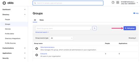Screenshot Showing Okta Add Group