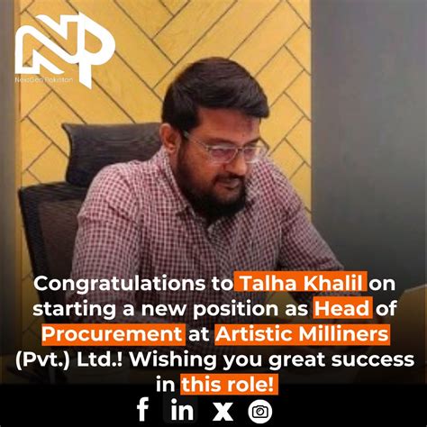 Congratulations To Talha Khalil On Starting A New Position As Head Of Procurement At Artistic
