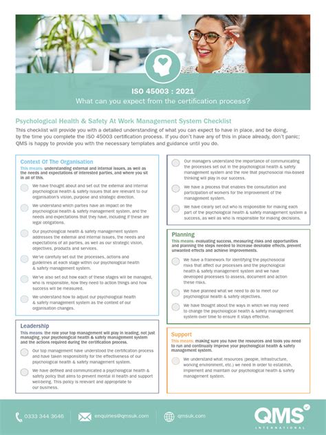 Iso 45003 Checklist Qms 1 Pdf Occupational Safety And Health Mental Health