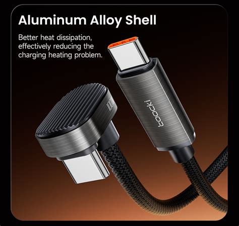 Toocki W Type C To Type C U Shaped Elbow Design Cable With Degree Bending PD W Type C To