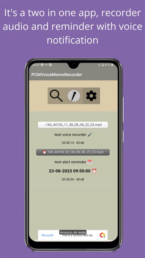 Pcm Voice Memo Recorder Is A Two In One Application Mp3 Audio Recorder Stereo And Reminder With
