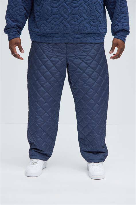 Deebo Straight Quilted Pants Navy Fashion Nova